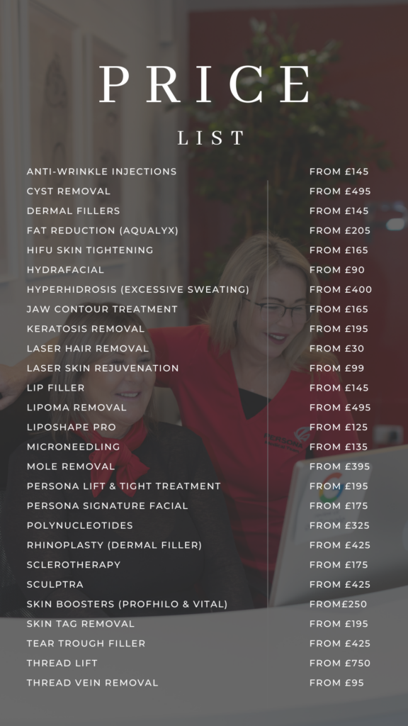 Persona Price list — Persona Medical Aesthetics, Minor Skin & Cosmetic ...